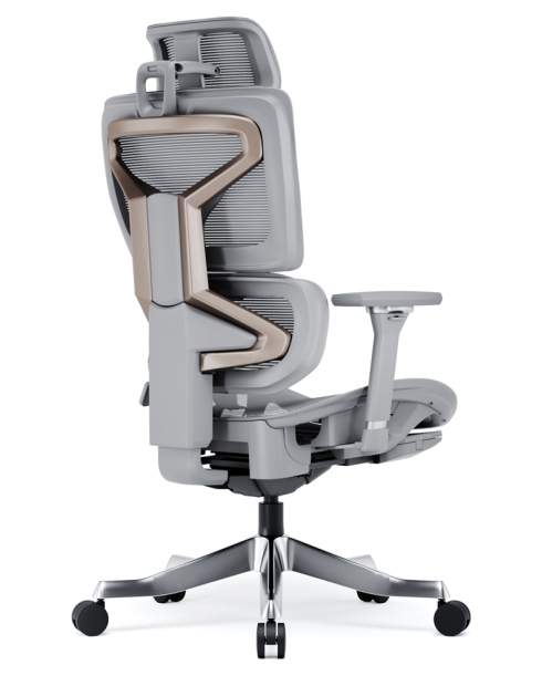 Omnix Silver Grey Super Ergonomic Gaming Chair with Footrest
