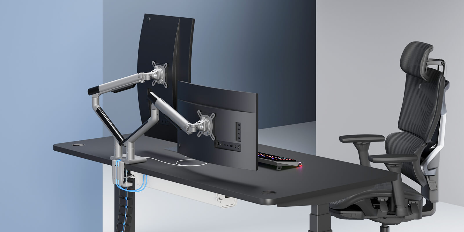 Snap Premium Dual Monitor Arm Aluminum Spring-Assisted Monitor Arm with ...